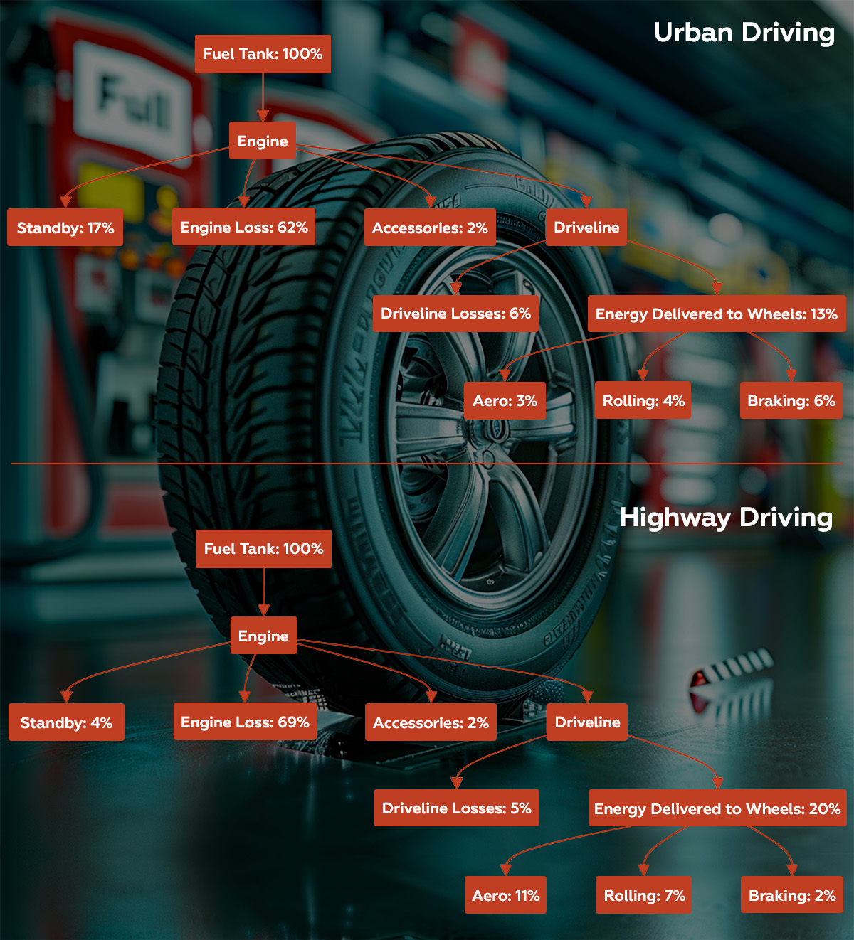 Example energy flows for a late-model midsize passenger car: urban ...